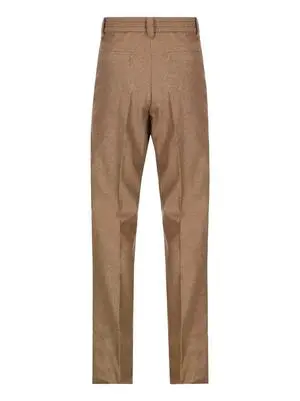 Loro Piana Reinga Pleated Melange-effect Trousers - Brown