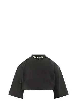 Palm Angels Logo-print Cropped Top - Black