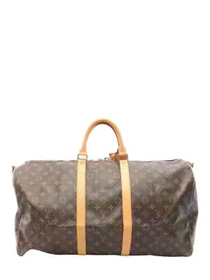 LOUIS VUITTON Monogram Keepall 55 Travel Bag - Brown
