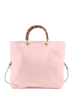 Gucci Tall Leather Bamboo Shopper Tote Satchel - Pink