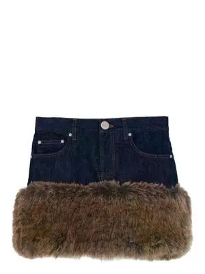 Marc Jacobs Faux-fur Denim Mini Skirt - Blue