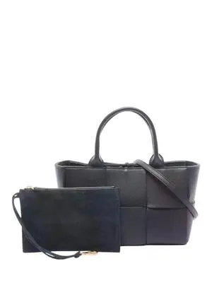 Bottega Veneta 2012-2026 Mini Lambskin Intreccio Arco Tote Satchel - Black