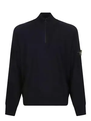 Stone Island Stretch Rws-wool Half-zip Jumper - Blue