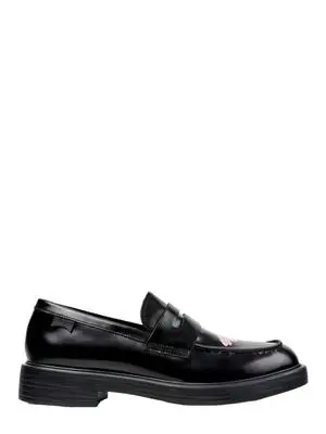 Camper Floral-print Leather Loafers - Black