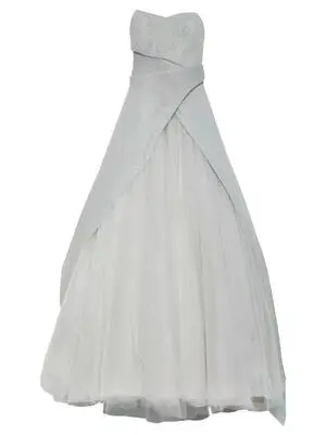 Monique Lhuillier Strapless Mesh-panelled Gown - Green