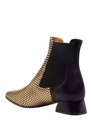 Chie Mihara Helix Polka-dot Leather Ankle Boots - Black
