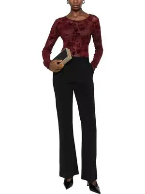 Imperial Satin-trim Flared Trousers - Black