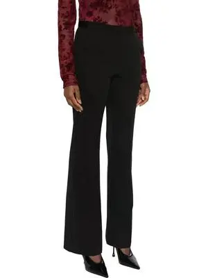Imperial Satin-trim Flared Trousers - Black