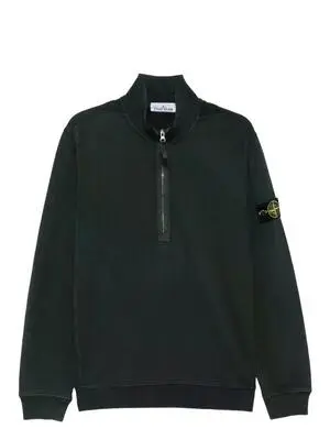 Stone Island Logo-patch Quarter-zip Sweater - Green