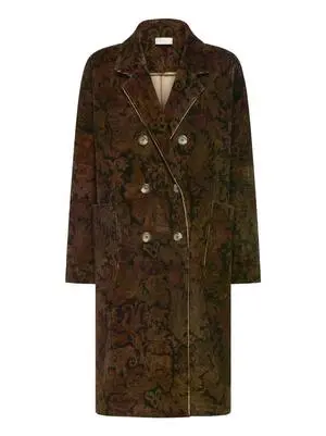 PIERRE-LOUIS MASCIA Griffintn Double-breasted Patterned Coat - Brown
