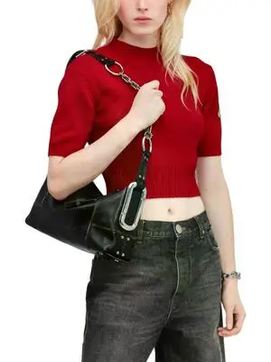 Marc Jacobs Marc Jacobs Scene Medium Shoulder Bag In Studded Distressed Leather Black