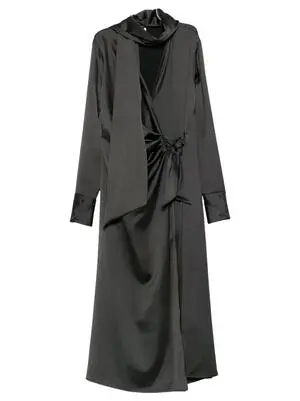 Imperial Satin-finish Wrap Midi Dress - Grey