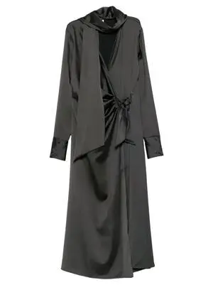 Imperial Satin-finish Wrap Midi Dress - Grey