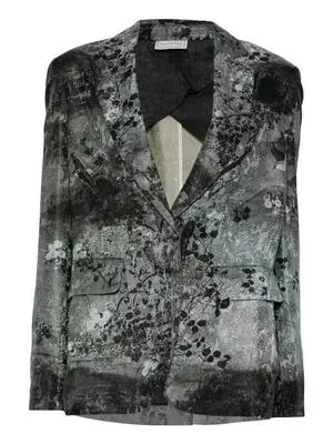 PIERRE-LOUIS MASCIA Floral Print Single Breasted Blazer - Grey