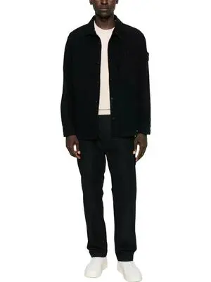 Stone Island Logo-patch Button-up Shirt - Black