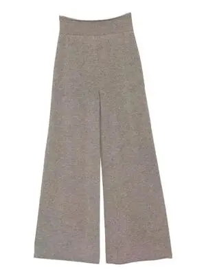 VANISE Cashmere Knitted High-waisted Palazzo Pants - Neutrals