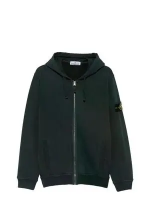 Stone Island Logo-patch Zip-up Hoodie - Green