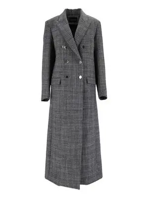 Fabiana Filippi Double-breasted Mouliné-effect Coat - Blue