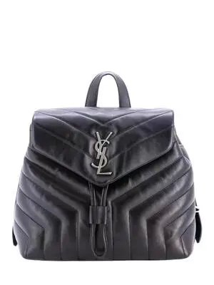 Saint Laurent Loulou Matelasse Chevron Leather Small Backpack - Black