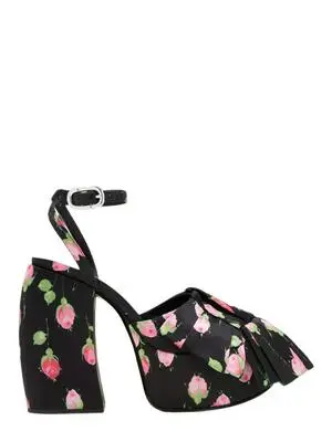 Marc Jacobs Floral Bow Platform Heel Pumps - Black
