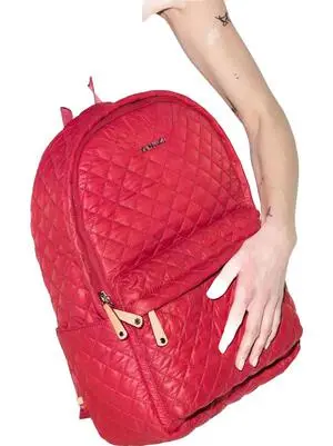 Mz Wallace Metro Quilted Backpack - Red