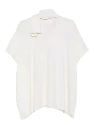 LISA YANG Short-sleeve Cowl-neck Sweater - Neutrals
