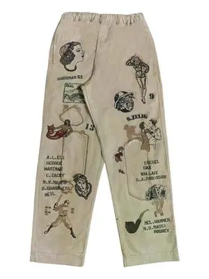 SAMUEL ZELIG Samuel Zelig Graphic-Embroidered Duffle Trousers Neutrals