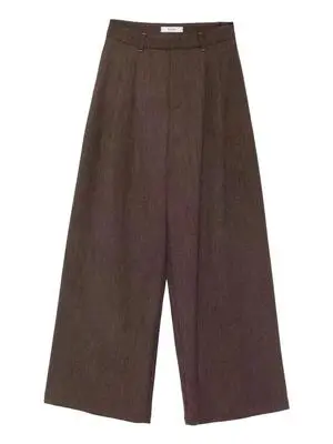 ELEH Pleated Wide-leg Trousers - Brown