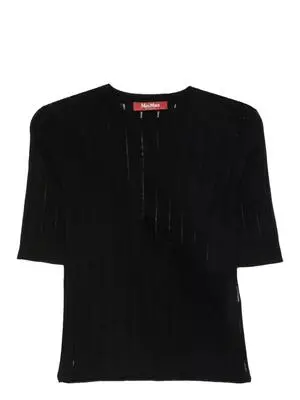 Max Mara Max Mara Ribbed-Knit Short-Sleeve T-Shirt Black