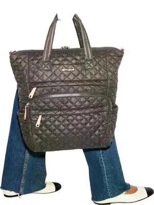 Mz Wallace Quilted Utility Backpack - Grey