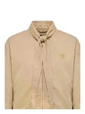 DIESEL® Diesel Tie-Neck Logo-Plaque Jacket Neutrals