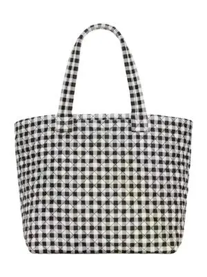 Mz Wallace Gingham Quilted Tote Bag - Black
