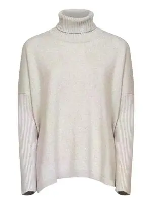 BLANCA VITA Ribbed Turtleneck Sweater - Neutrals