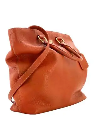 Prada Convertible Shopper Vitello Daino Large Tote Bag - Orange