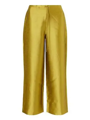 REFORMATION Olina Cropped Woven Trousers - Chartreuse