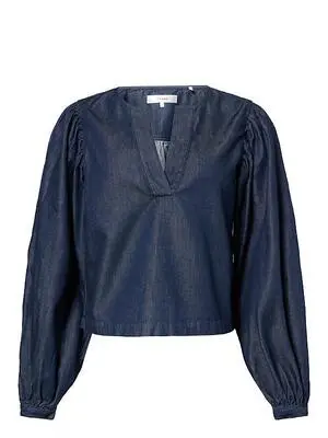 FRAME The Off Duty Popover Denim Blouse - Rinse