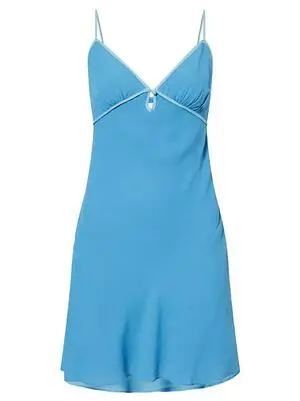 REFORMATION Rimona V-neck Crepe Mini Dress - Cerulean