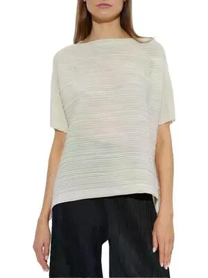 Issey Miyake Pleated Boat-neck Blouse - Neutrals