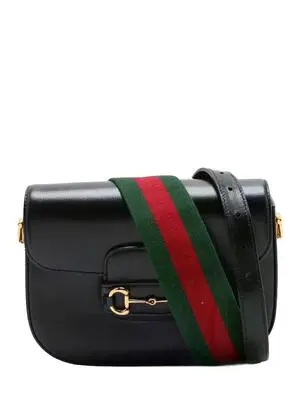 Gucci Small Calfskin Web Horsebit 1955 Crossbody Bag - Black