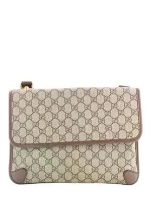 Gucci Neo Vintage Flap Messenger Gg Coated Canvas Medium Cross Body Bag - Brown