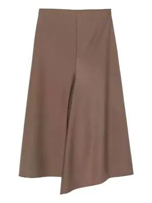 NUDE Asymmetric Wool Skirt - Brown