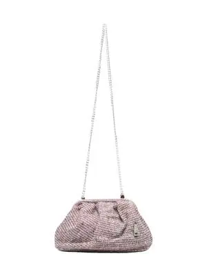 LA MILANESA Sequin-embellished Knitted Clutch Bag - Pink