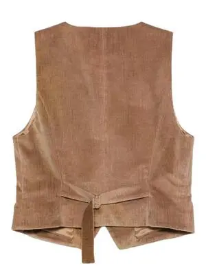 Marella Corduroy Button-up Waistcoat - Neutrals