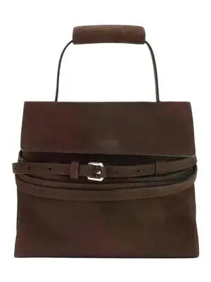 Moschino Buckle-Detail Nubuck Shoulder Bag Brown