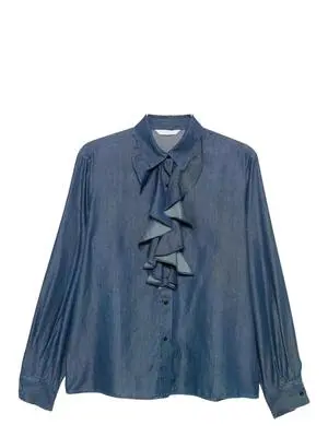 XACUS Ruffled Long-sleeve Shirt - Blue