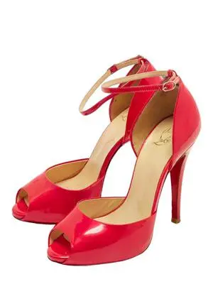 CHRISTIAN LOUBOUTIN Christian Louboutin Patent Leather Claudia Peep-Toe D'Orsay Pumps