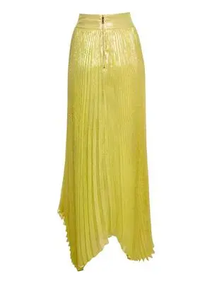 Alice + Olivia Katz Plissé Maxi Skirt - Yellow