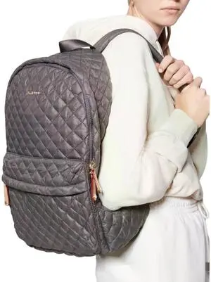 Mz Wallace Metro Quilted Backpack - Grey