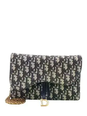 Dior Oblique Canvas Saddle Chain Clutch Bag - Blue