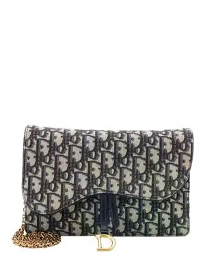 Dior Oblique Canvas Saddle Chain Clutch Bag - Blue